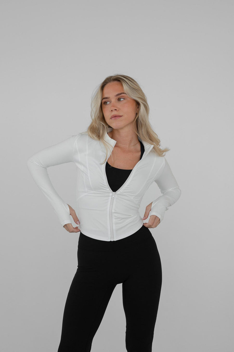 Hyper Zip Blouse - White | Exercere